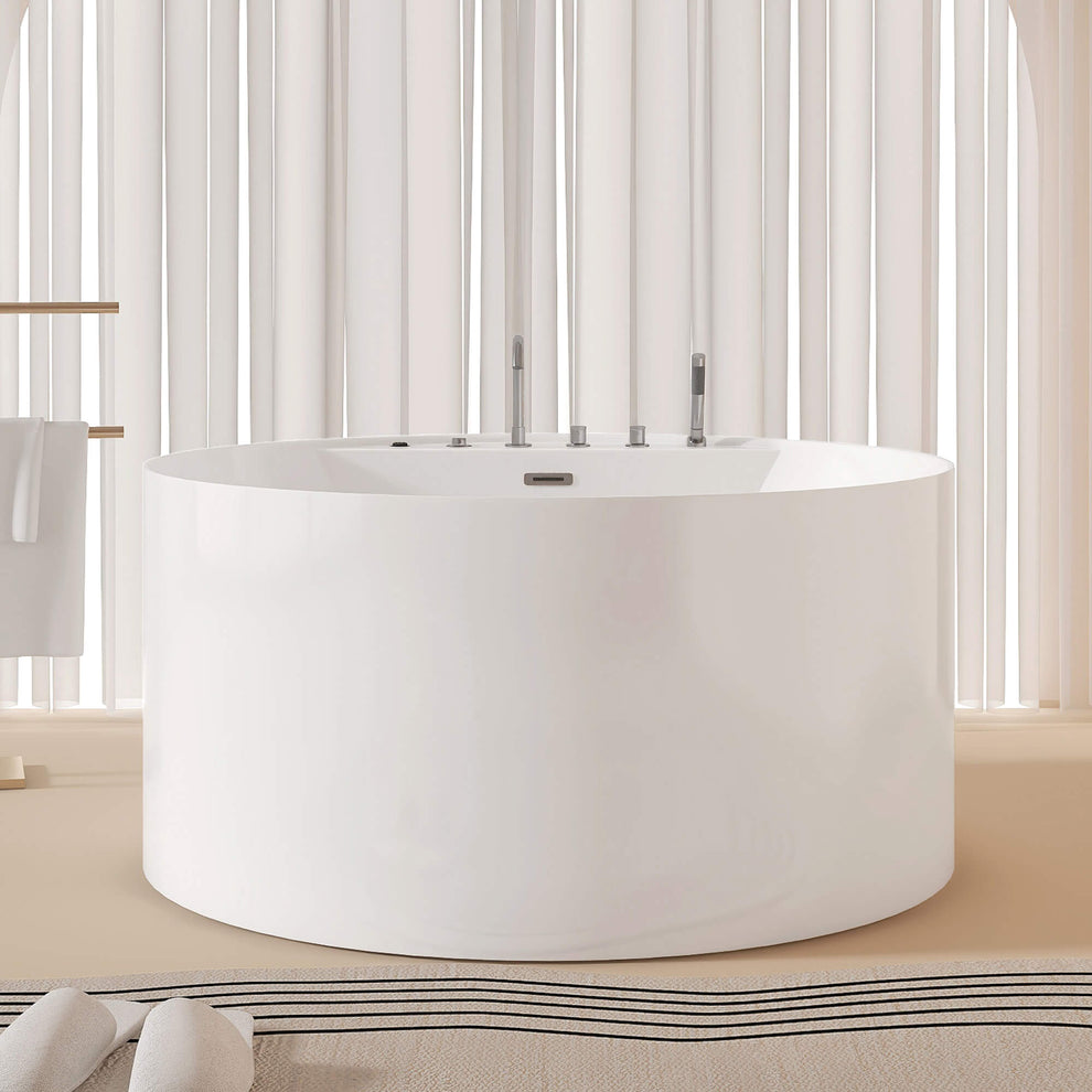 Medunjess 47" Compact Massage Bathtub with Whirlpool Jets for Small Ba