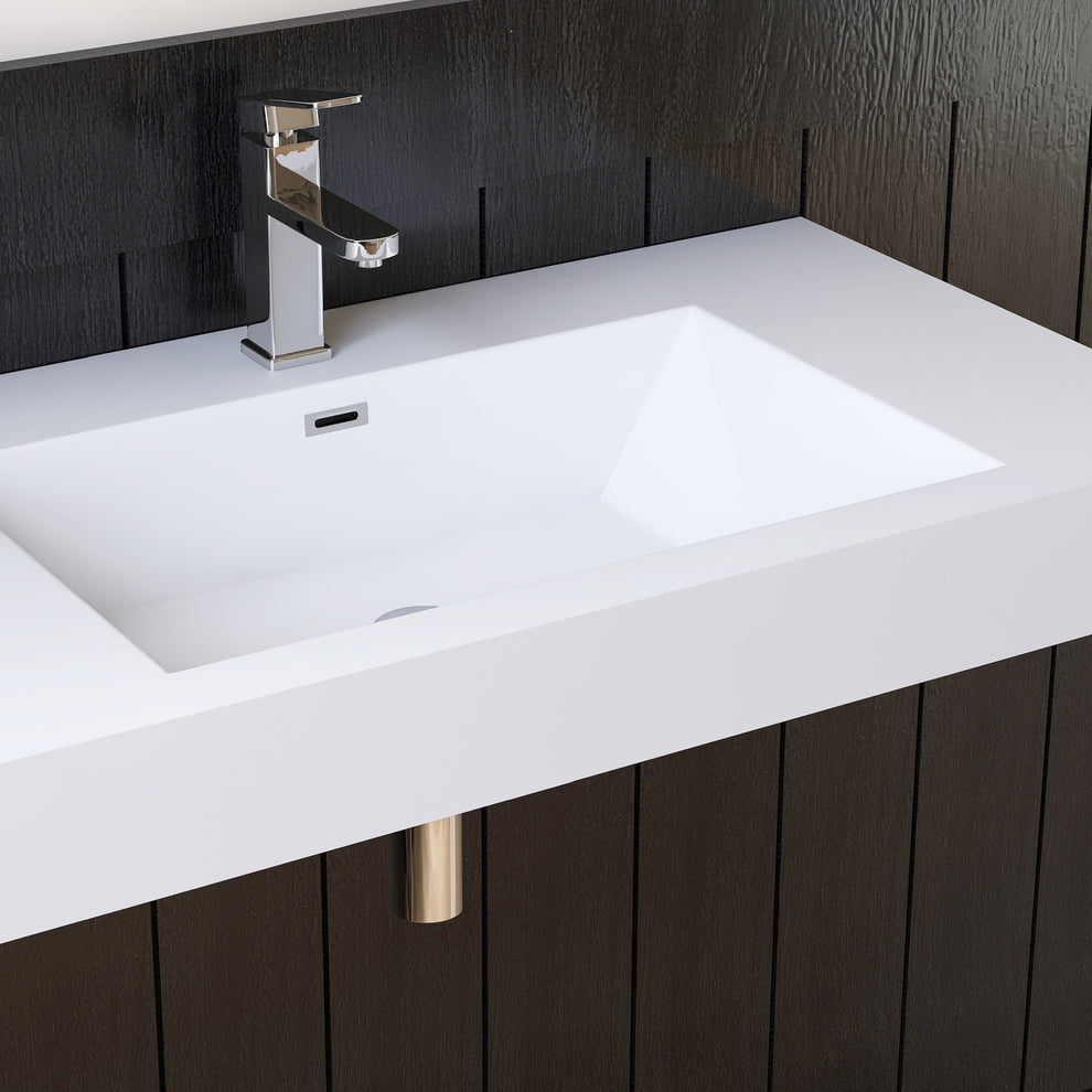 Medunjess 35" SMC Wall-Hung Bathroom Sink | Single Basin