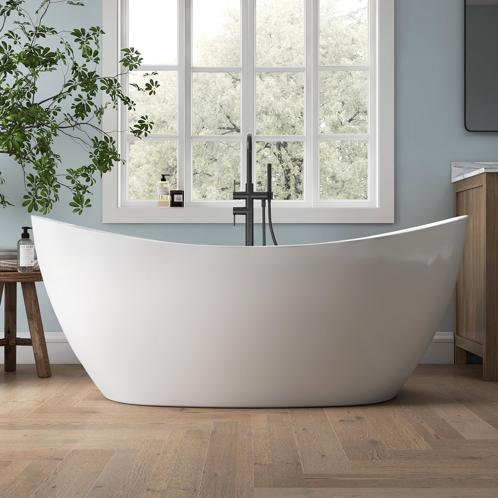 Medunjess 65" Modern Acrylic Freestanding Bathtub Deep Soaking Tub